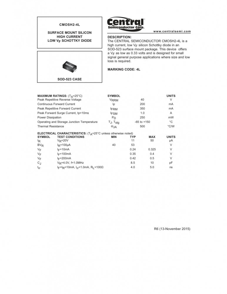 CMOSH2-4L TR PBFREE datasheet page 1