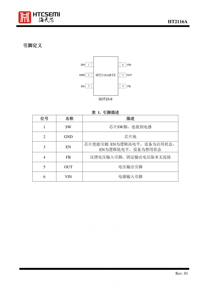 HT2116ARTZ datasheet page 2