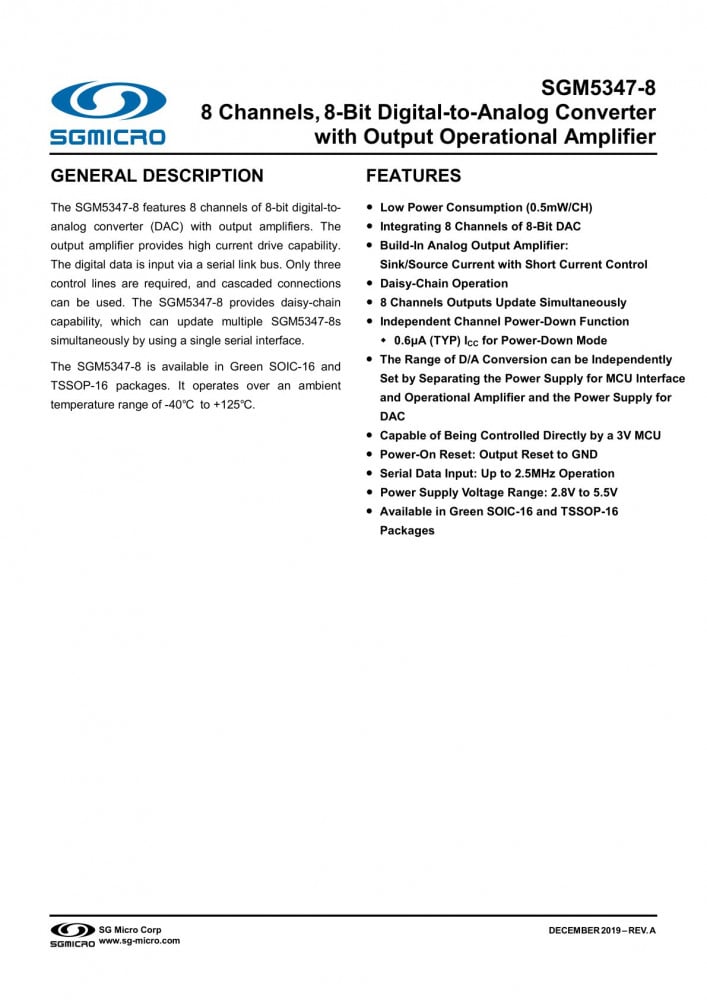 SGM5347-8 datasheet page 1