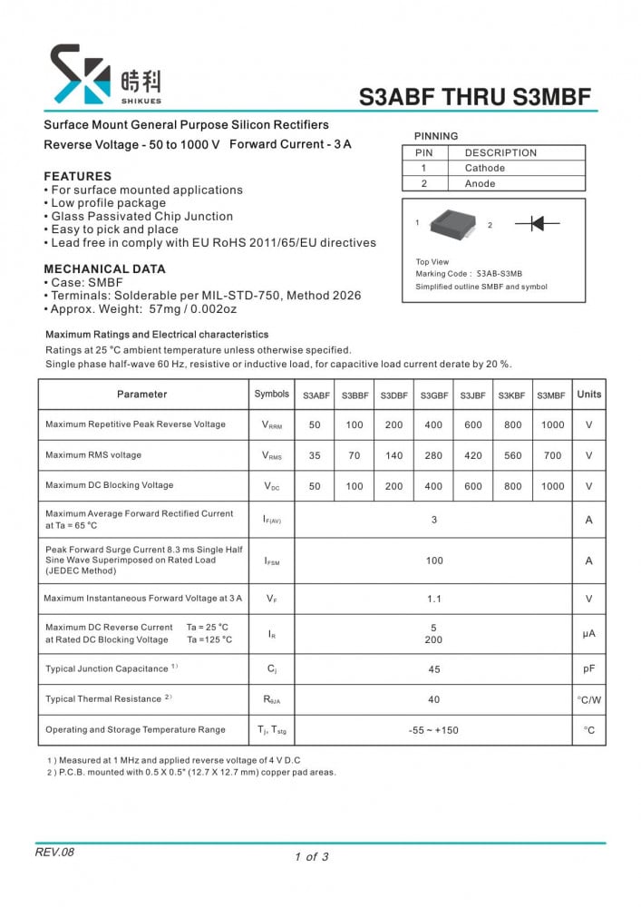 S3GBF datasheet page 1