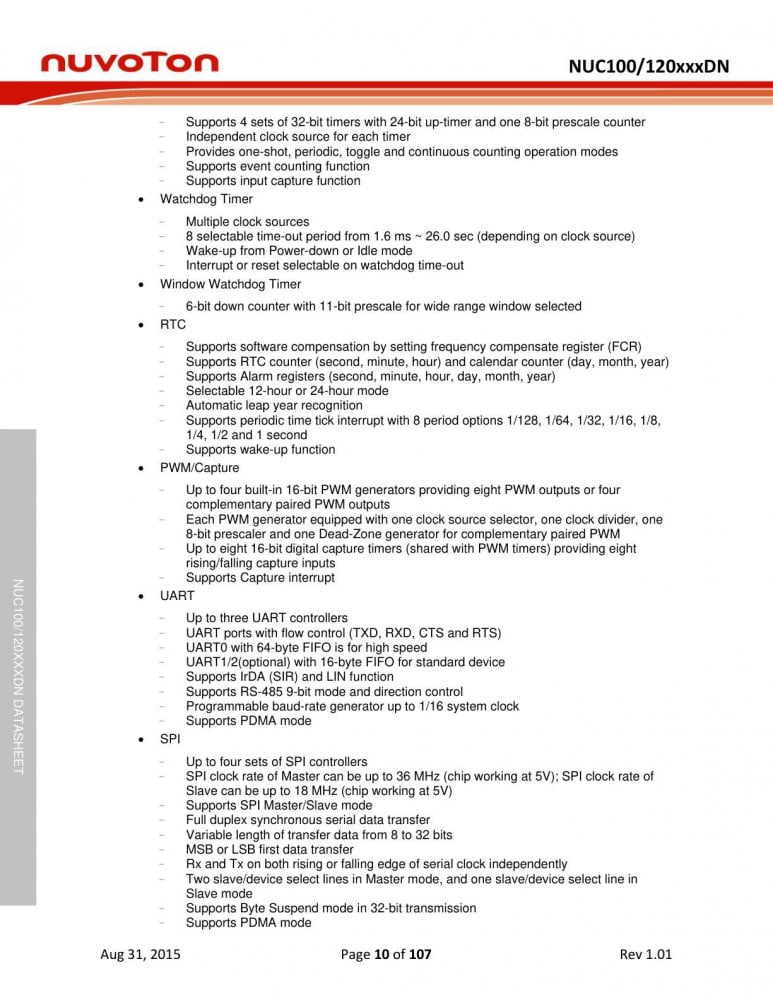 NUC100LD2DN datasheet page 10