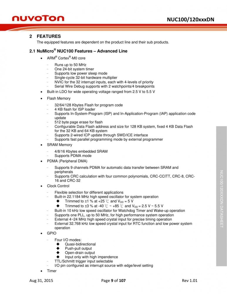 NUC100LD2DN datasheet page 9