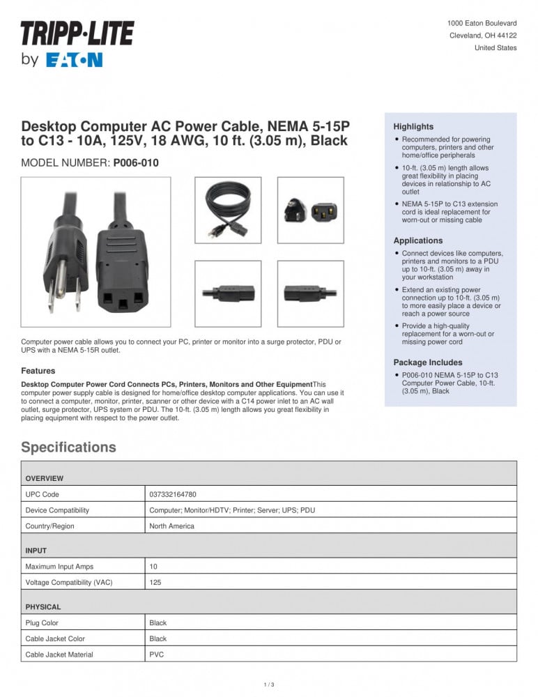 P006-010 technical document page 1