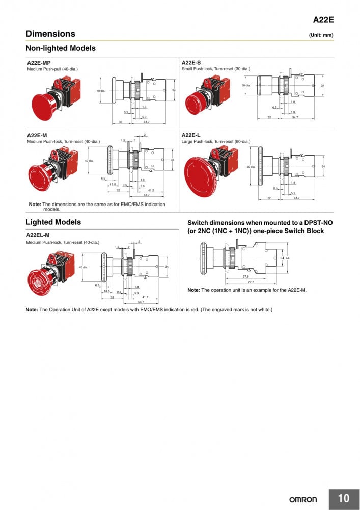 OMRON A22E documentation page 10