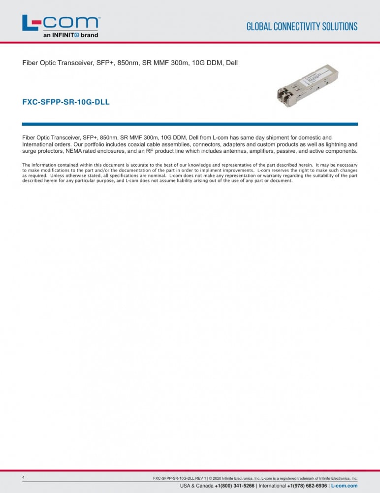 FXC-SFPP-SR-10G-DLL datasheet page 4