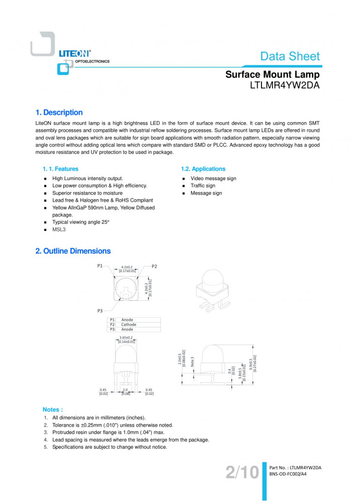 LTLMR4YW2DA datasheet page 3
