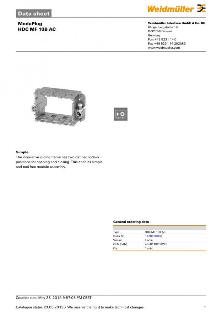 Weidmüller 1428960000 document page 1