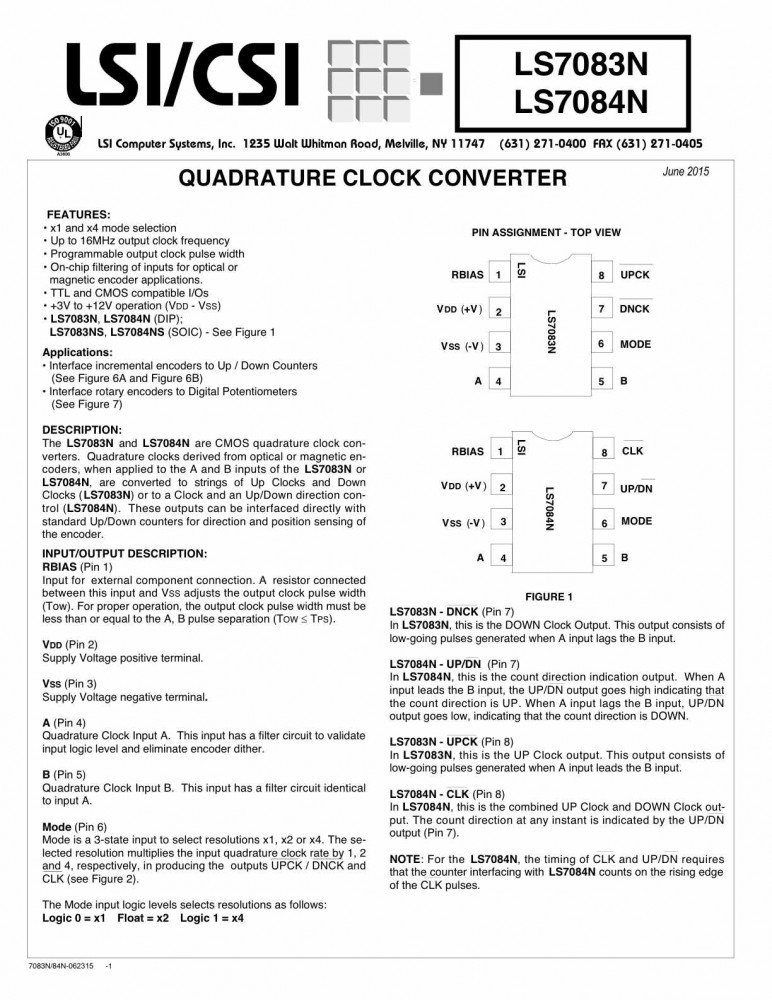 LS7083N-S technical document page 1