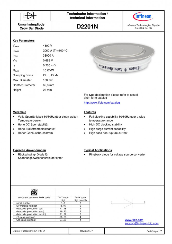 D2201N45T datasheet page 1