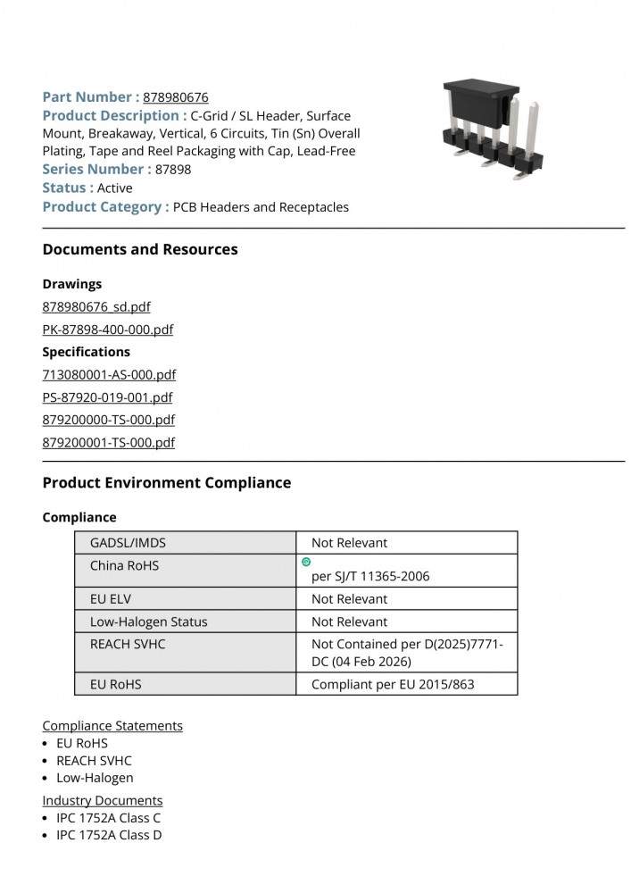Product technical document page 1