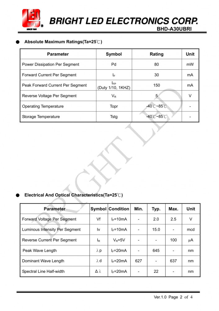 BHD-A30UBRI technical document, page 2