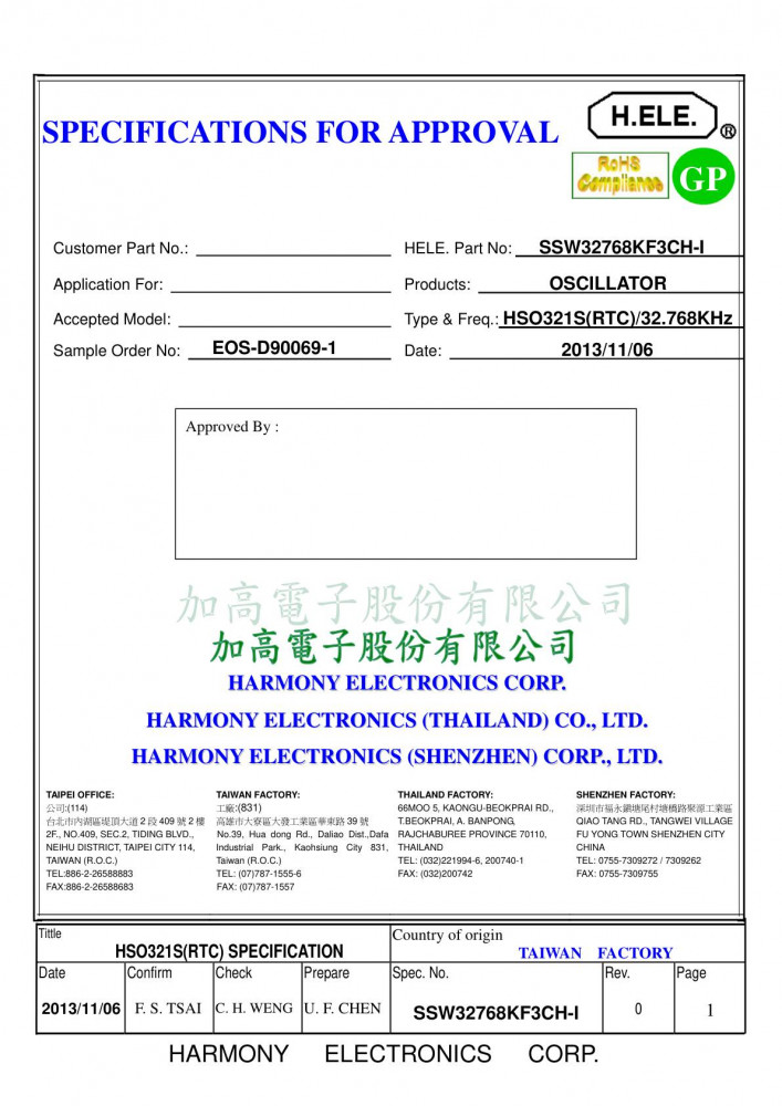 SSW32768KF3CH-I specification page 1