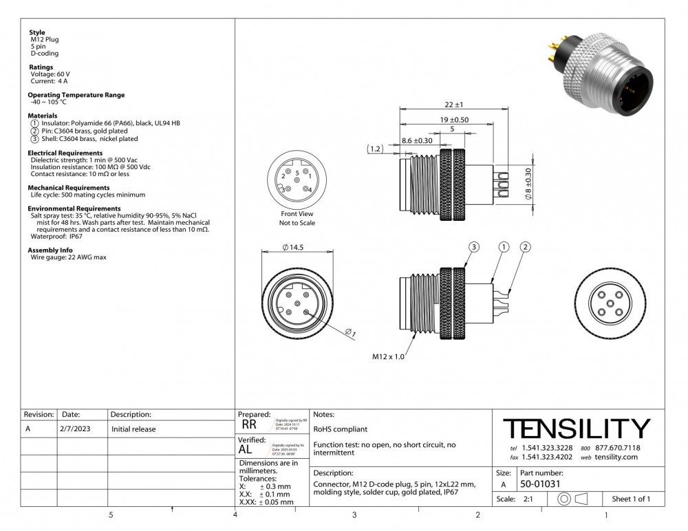 Tensility International 50-01031 product drawing preview
