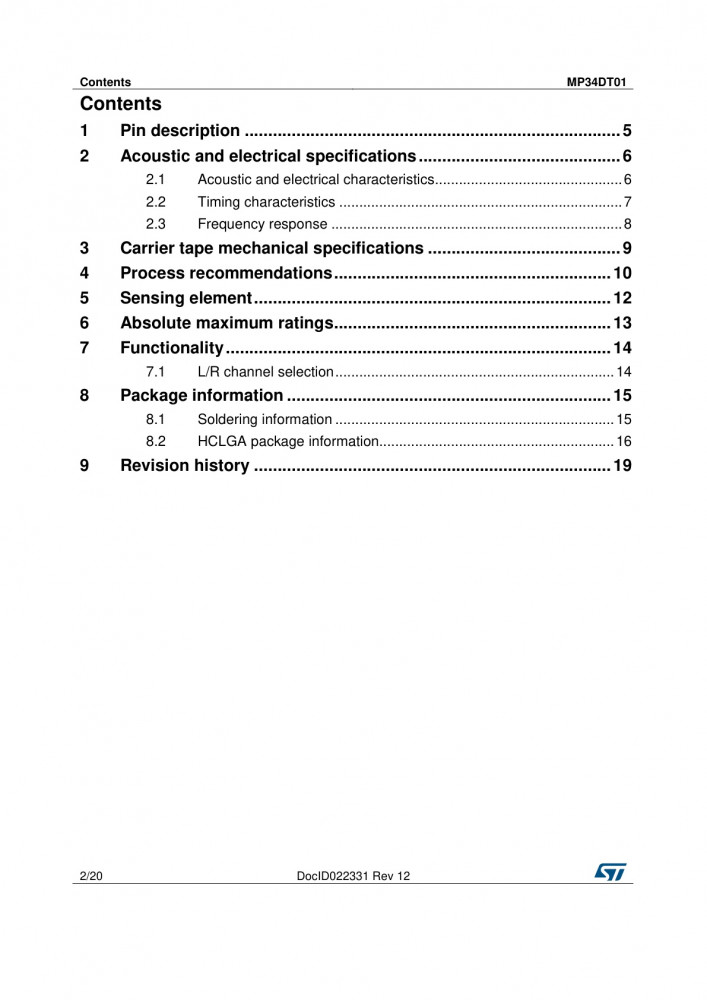 MP34DT01 datasheet page 2