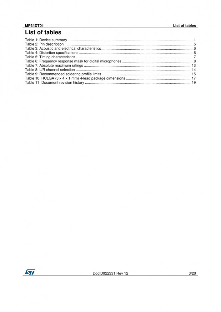 MP34DT01 datasheet page 3