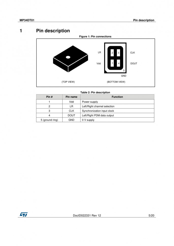 MP34DT01 datasheet page 5