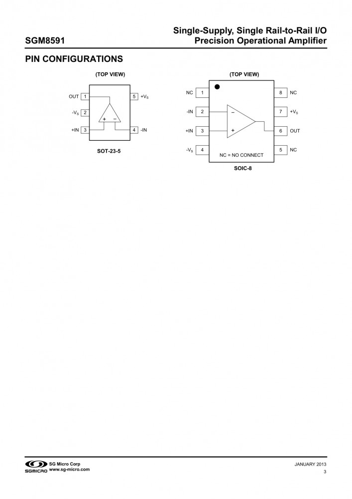 SGM8591 datasheet page 3