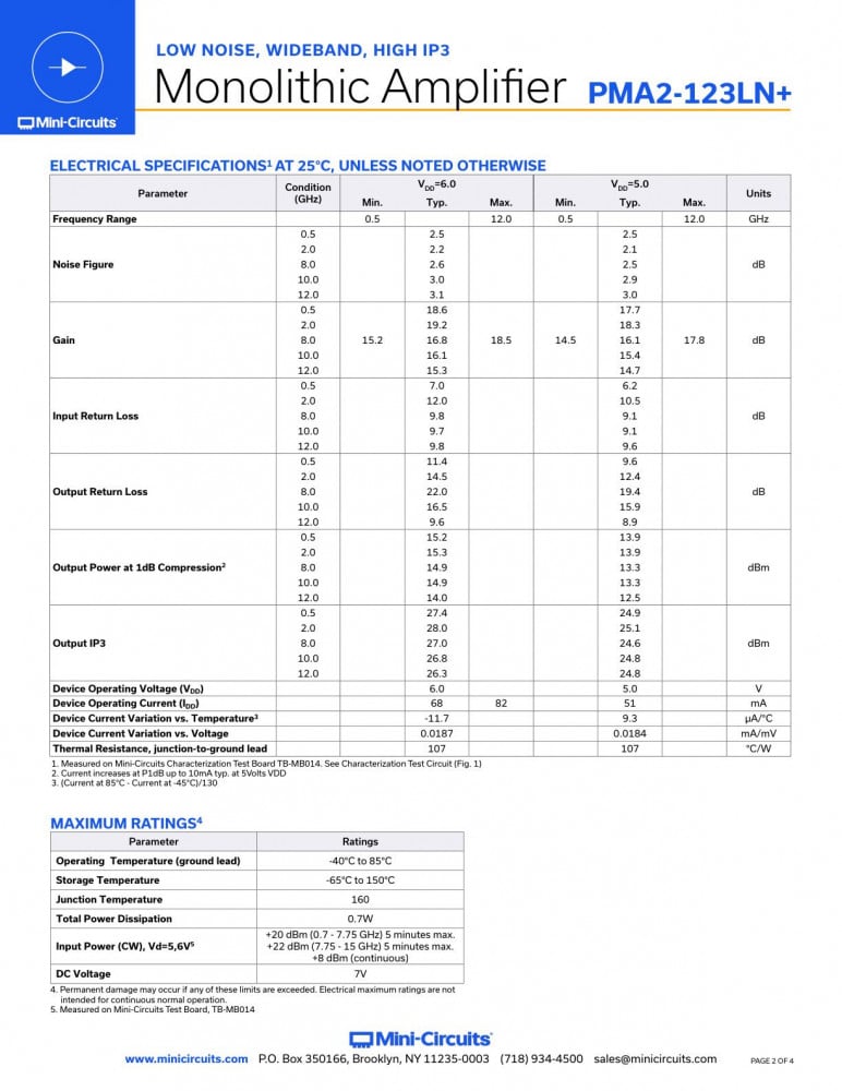PMA2-123LN+ datasheet page 2