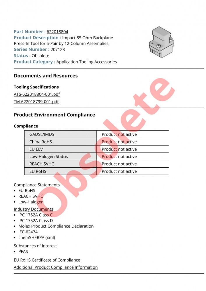 Tooling document preview, page 1