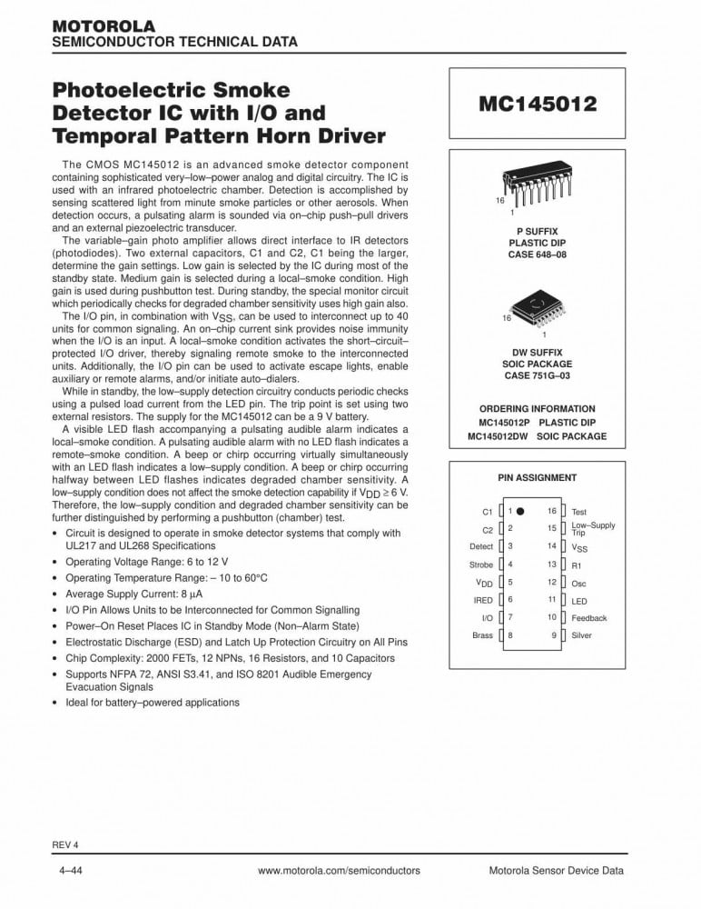 MC145012 datasheet page 1
