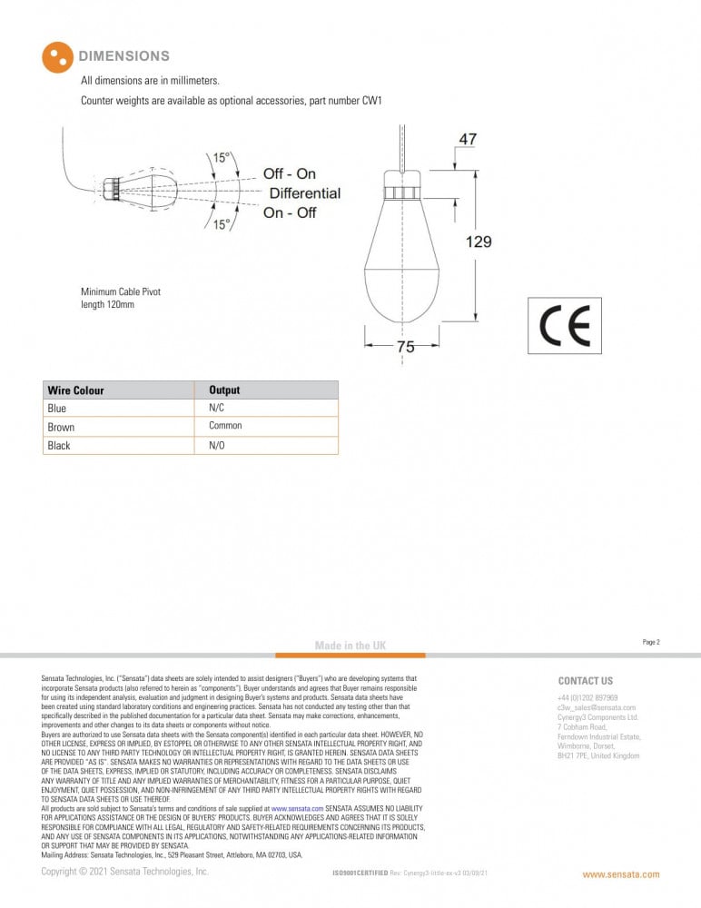 Sensata LITTLE-EX-20M technical document page 2