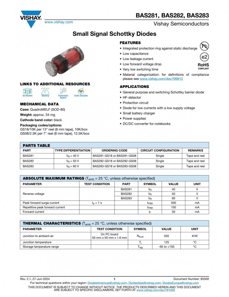 BAS28 family datasheet page 1