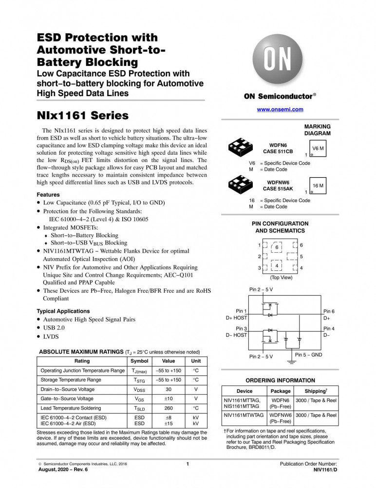 NIV1161MTWTAG datasheet page 1