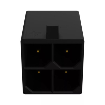 Mega-Fit Right-Angle Header, 5.70mm Pitch, Through Hole, Dual Row, 4 Circuits, 0.38µm Gold (Au) Plating, 3.60mm Tail Length, Glow-Wire Capable, Tape and Reel, Black for sale