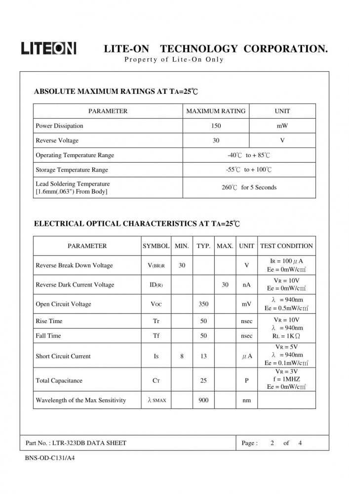 LTR-323DB datasheet page 3