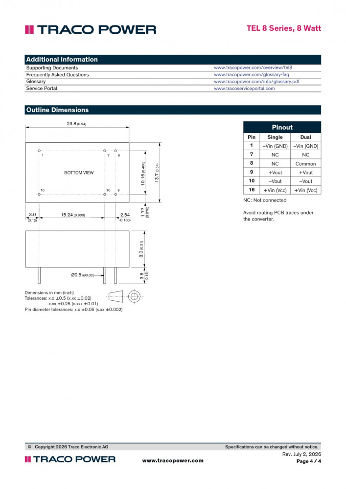 TEL 8 Series technical document page 4