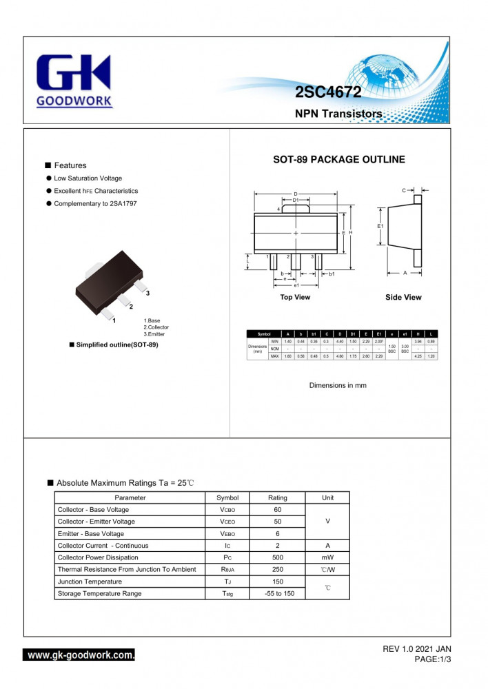 2SC4672 technical document page 1