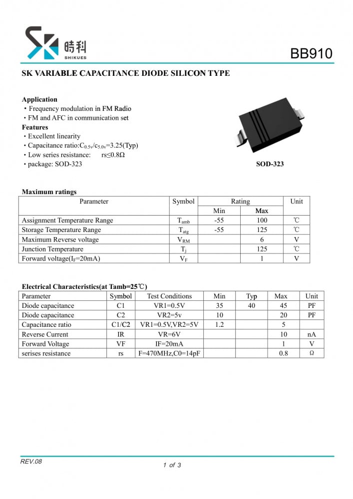 BB910 technical document page 1