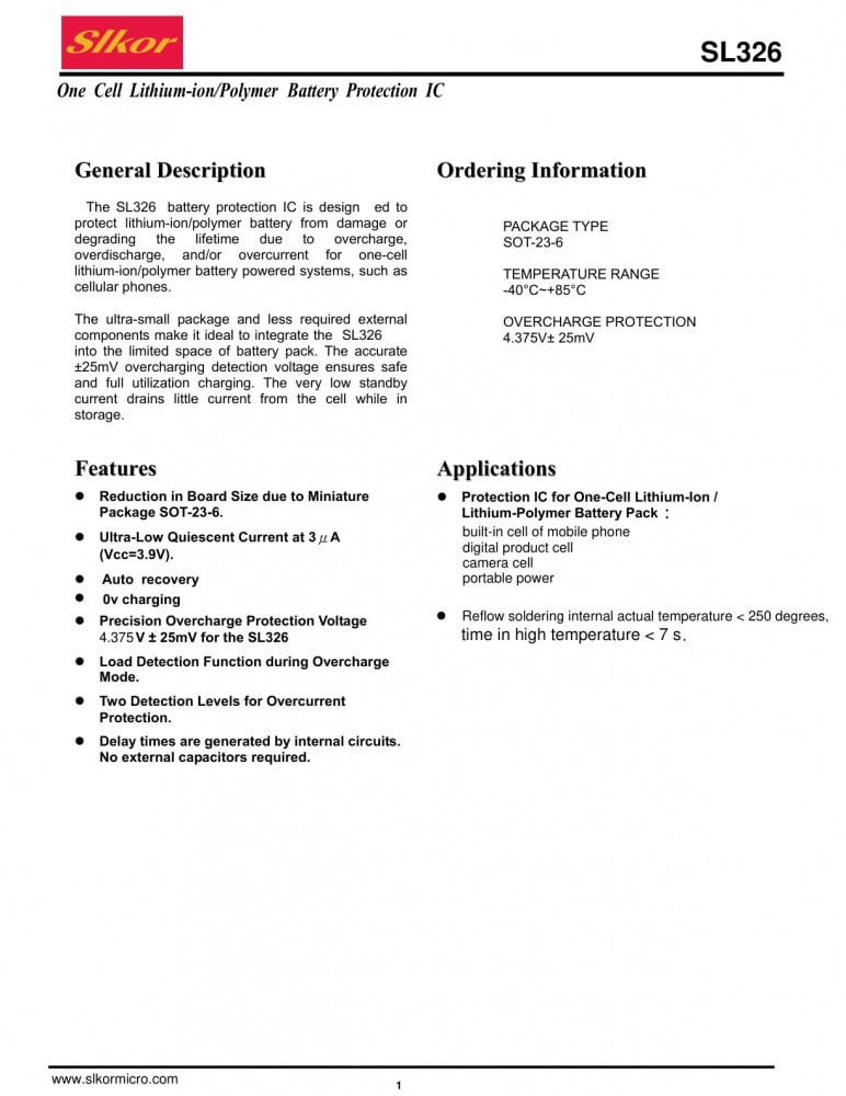 SL326 datasheet page 1