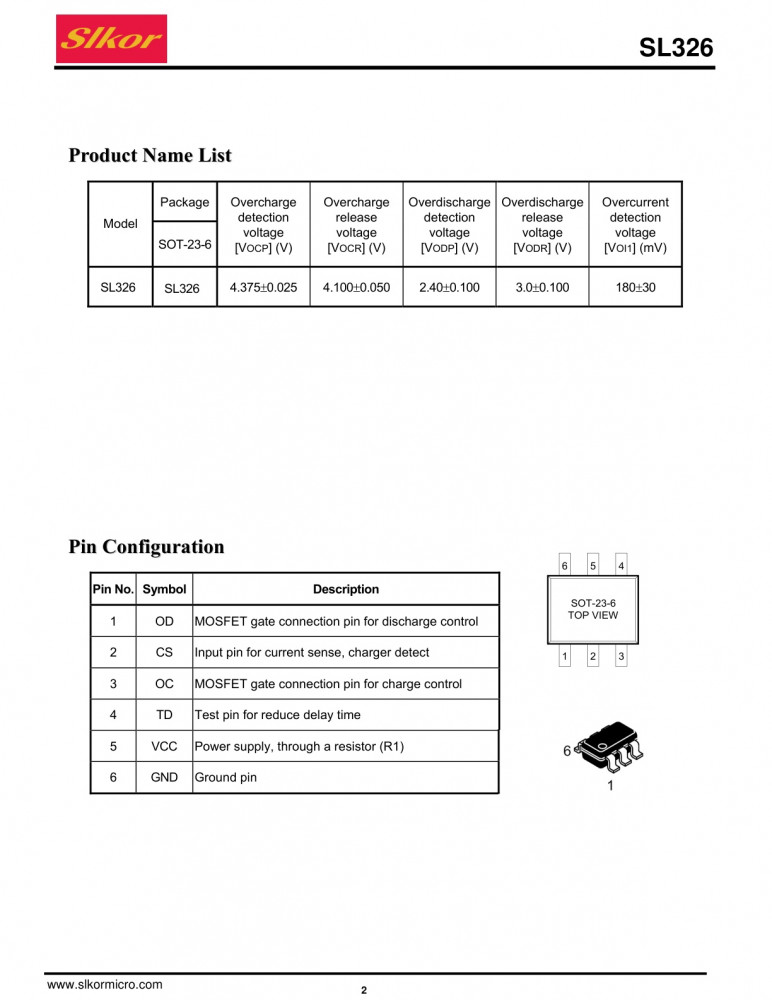 SL326 datasheet page 2