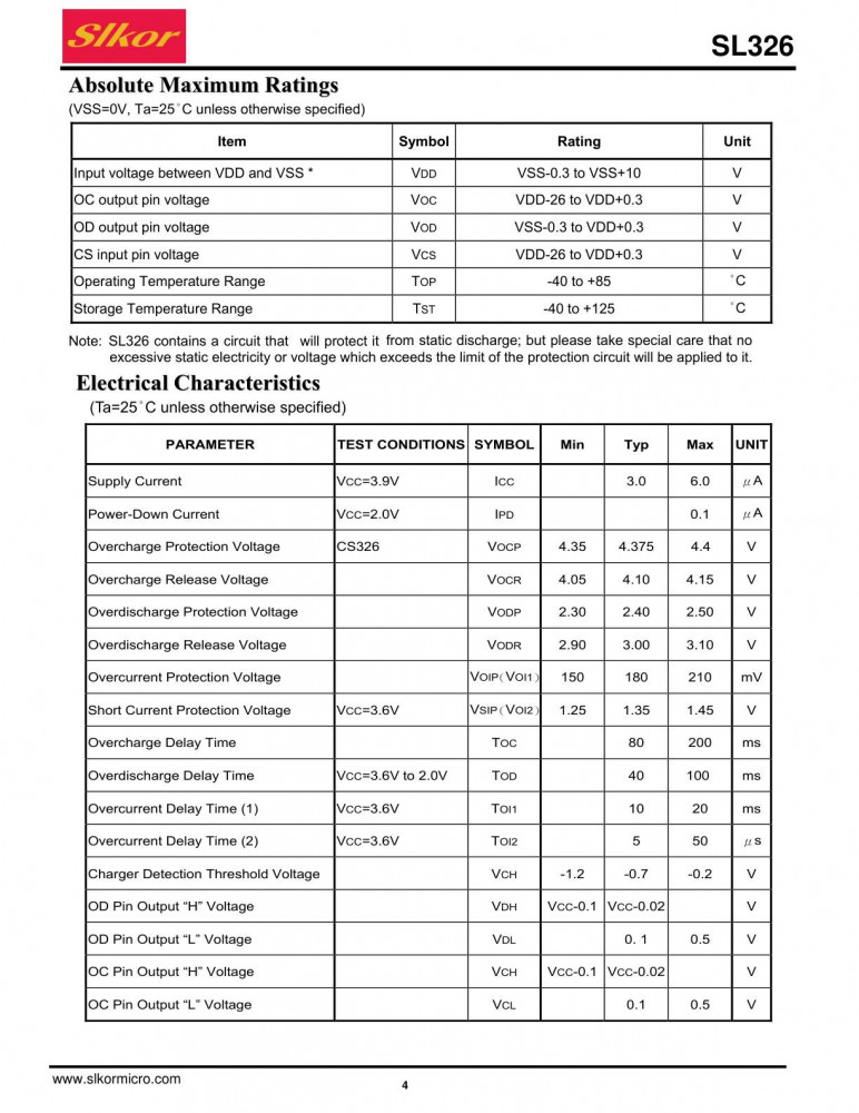SL326 datasheet page 4