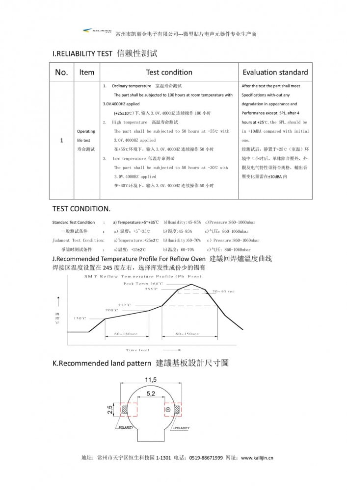 KLJ-9025-5027 reflow and land pattern
