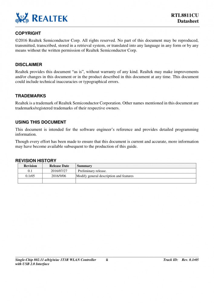 RTL8811CU-CG datasheet page 2