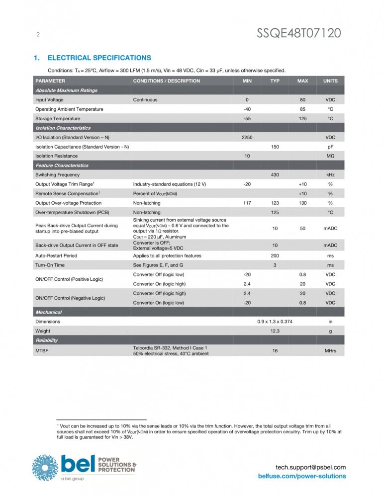 SSQE48T07120 datasheet page 2