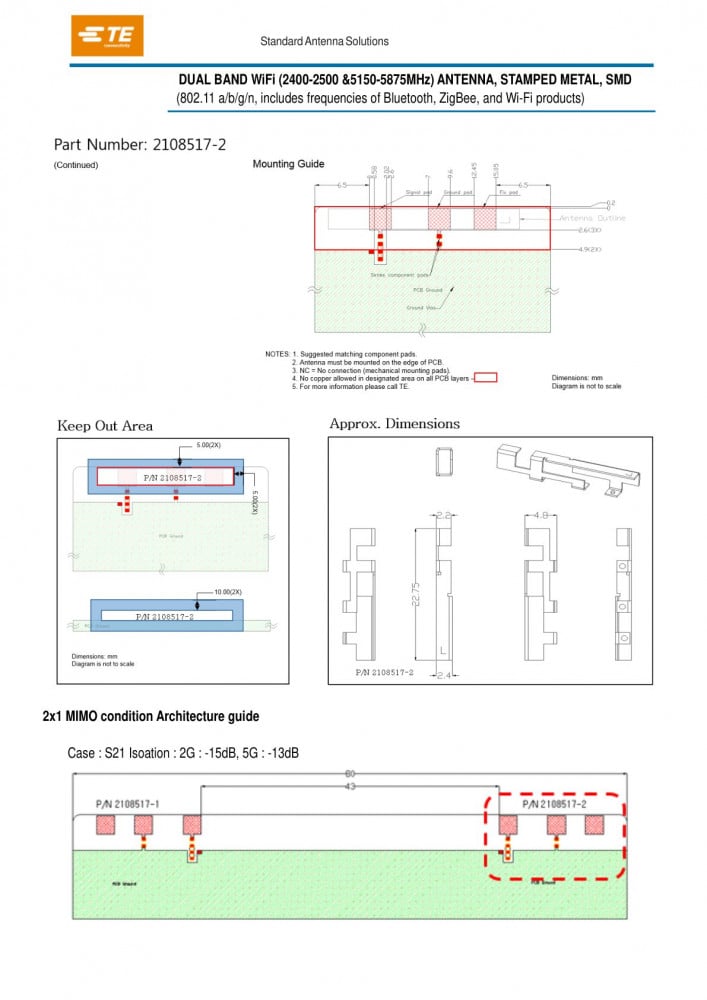 TE Connectivity antenna technical document page 2