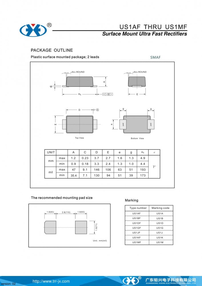 JUXING US1MF datasheet page 3