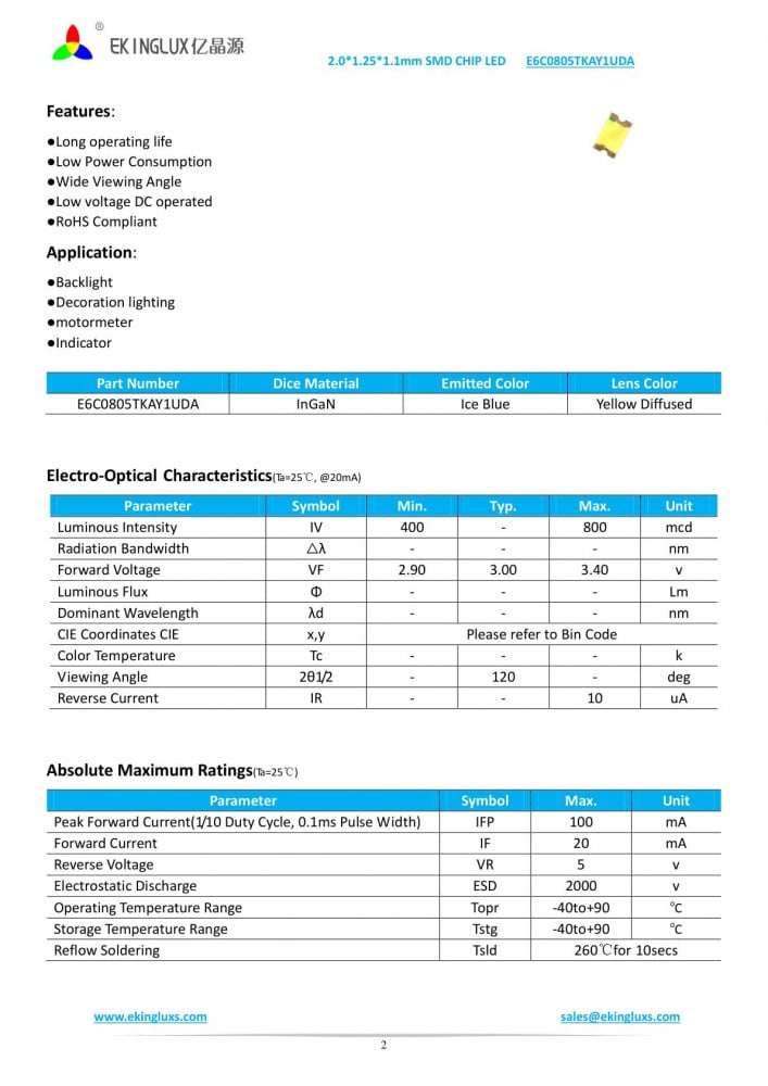 E6C0805TKAY1UDA datasheet page 2