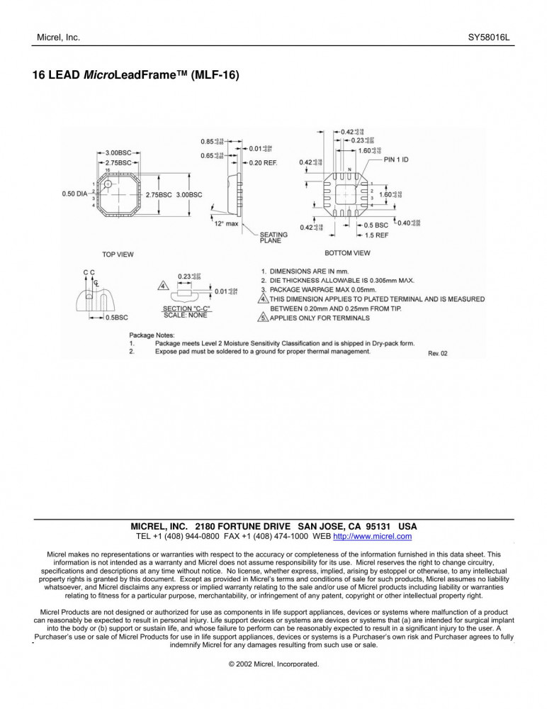 SY58016LMG datasheet page 5