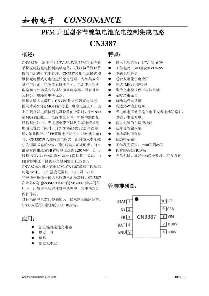 CN3387 datasheet page 1
