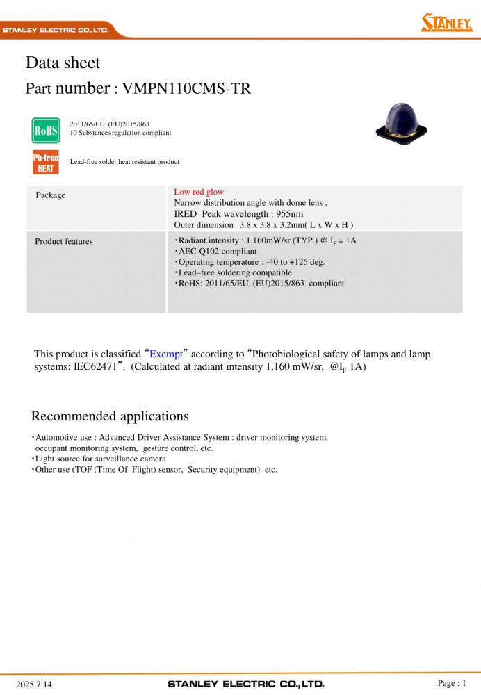 VMPN110CMS datasheet page 1