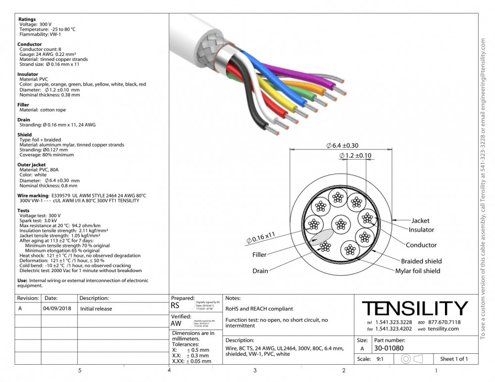 Tensility International 30-01080 product drawing