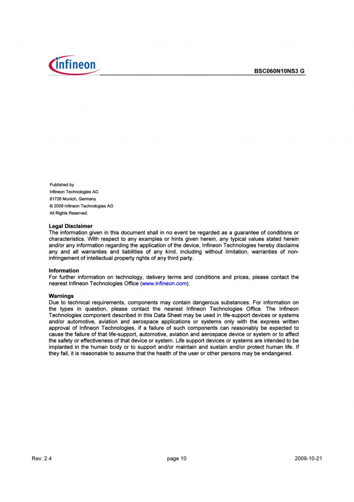 BSC060N10NS3G datasheet page 10