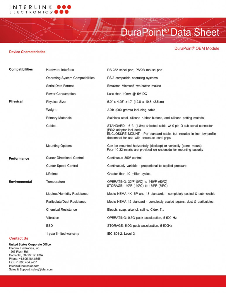DuraPoint technical document page 2