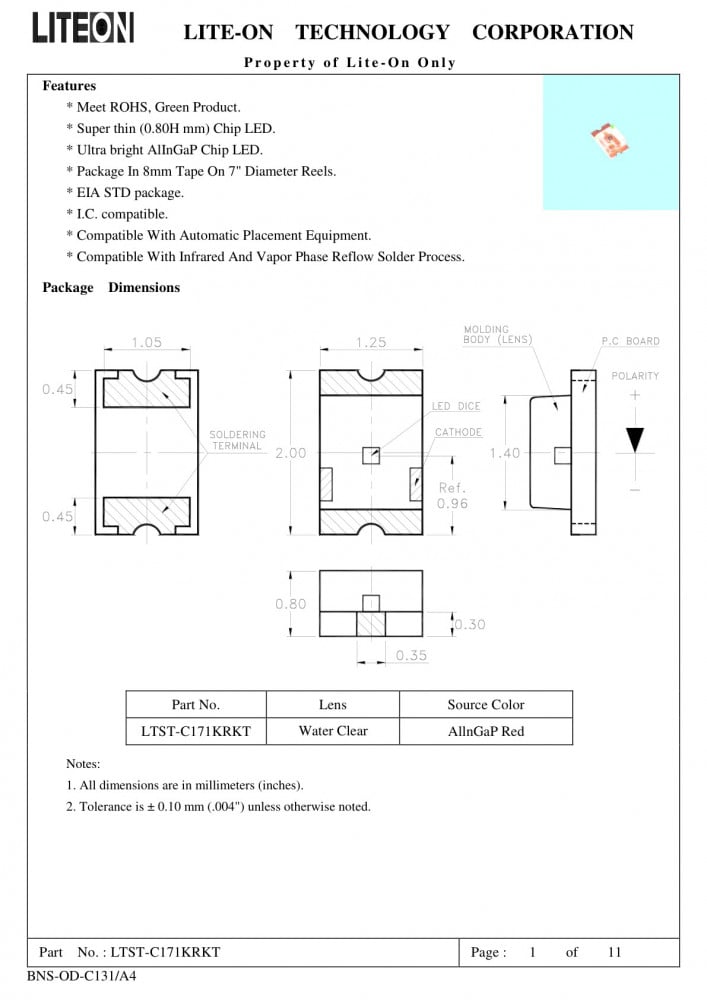 LTST-C171KRKT datasheet page 2