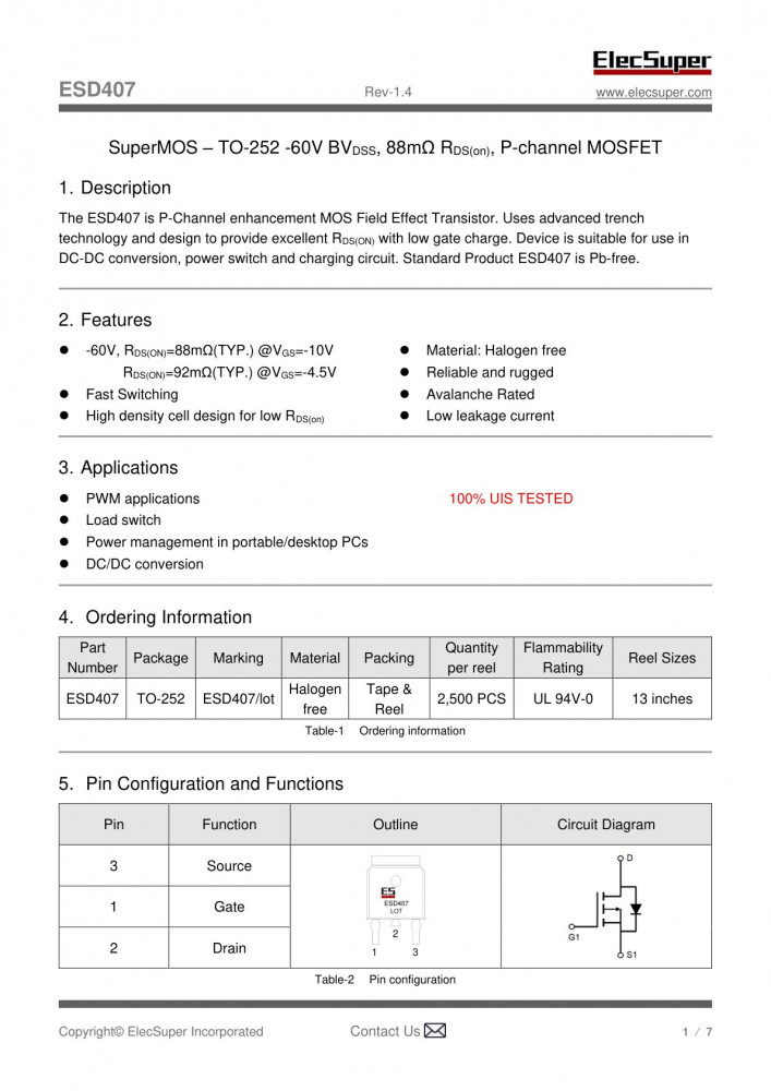 ESD407 datasheet page 1