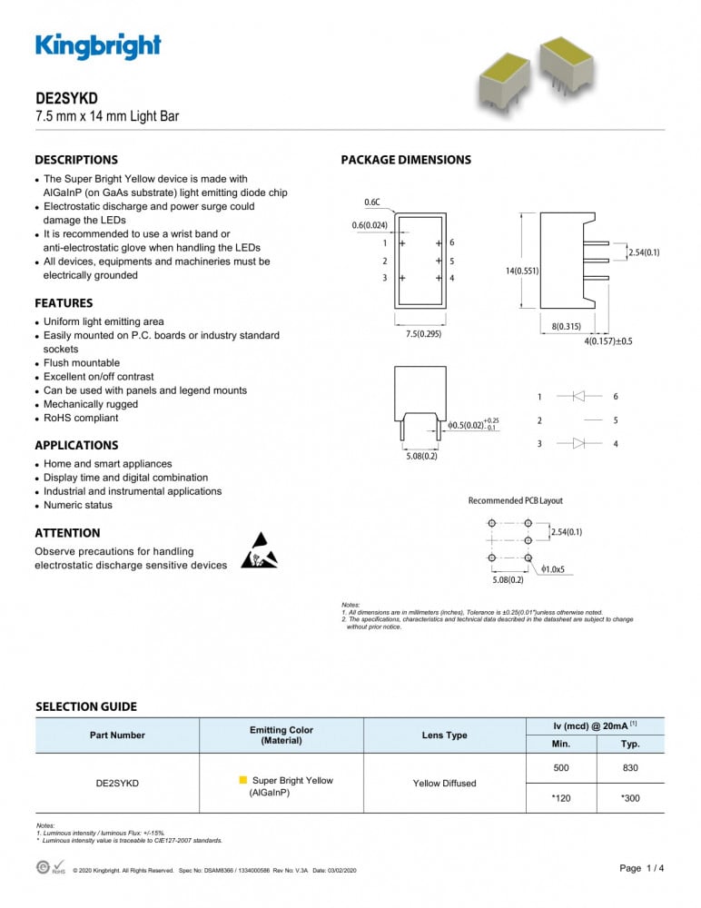 DE2SYKD datasheet page 1